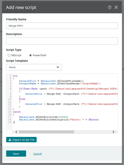 How do I merge PDF files with MOVEit Automation?